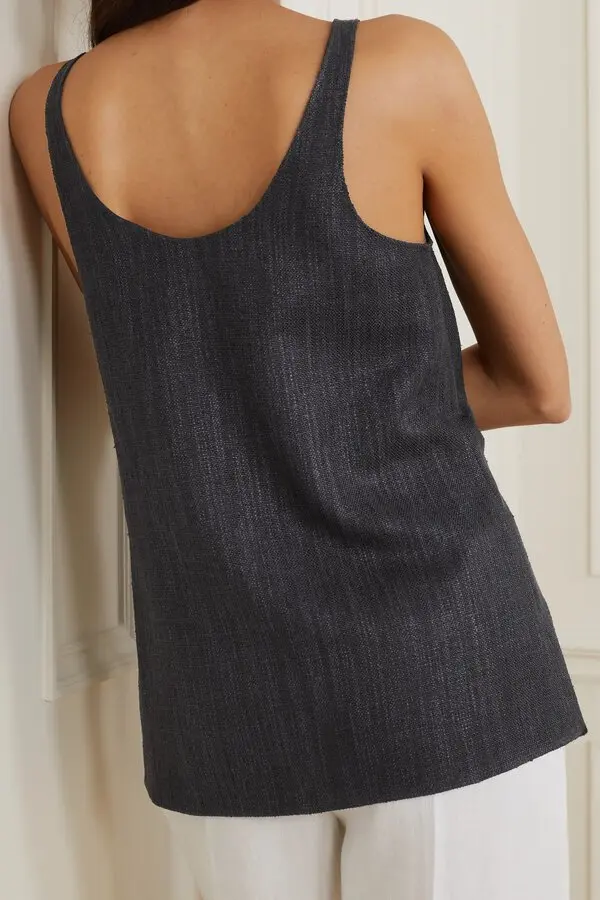 Chloé Silk-blend Canvas Tank With Leather Ties