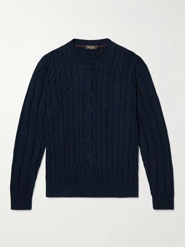 Loro Piana Slim-fit Cable-knit Cotton Sweater