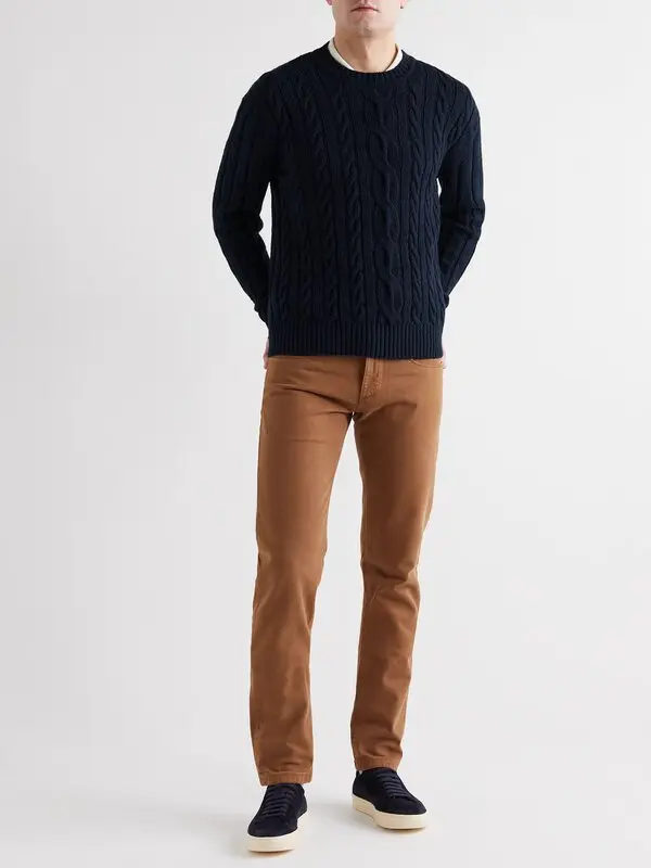 Loro Piana Slim-fit Cable-knit Cotton Sweater