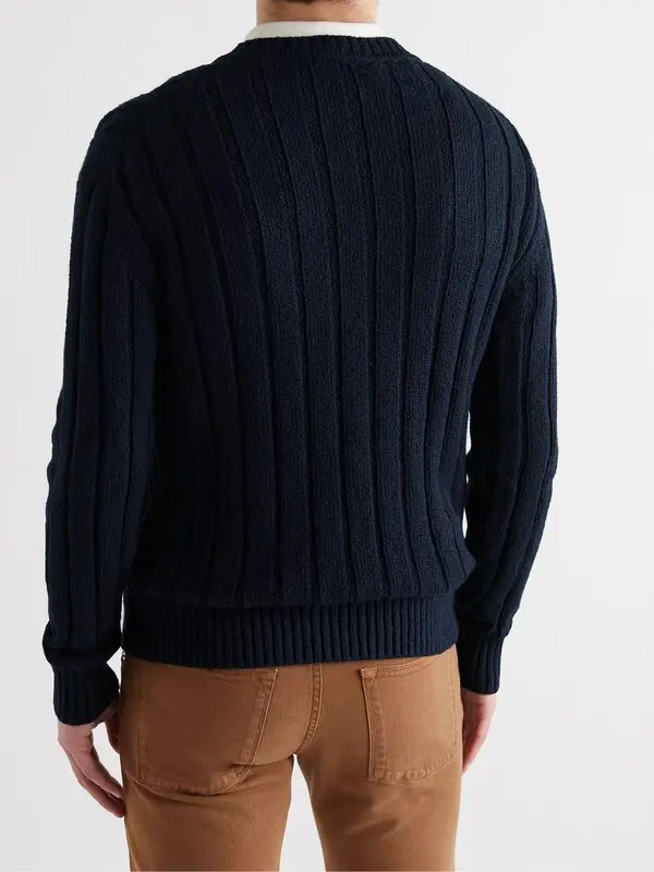 Loro Piana Slim-fit Cable-knit Cotton Sweater