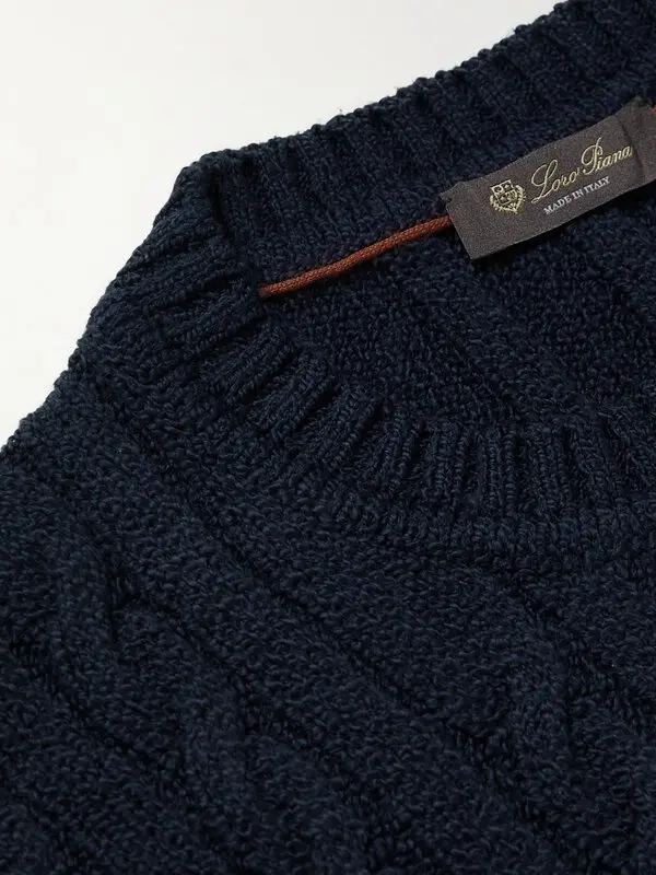 Loro Piana Slim-fit Cable-knit Cotton Sweater