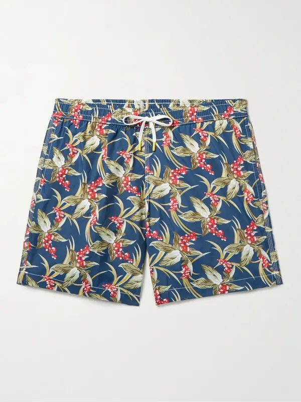 Hartford Mid-length Floral-print Recycled Swim Shorts - Blue