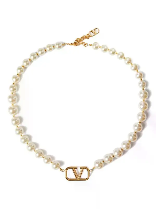 Valentino Garavani Vlogo Signature Pearl Necklace - Gold