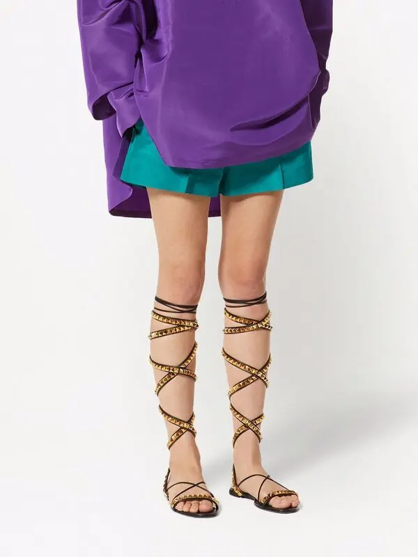 Valentino Garavani Drawstring-waist Pressed-crease Shorts