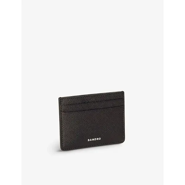 Sandro Logo-embossed Textured-leather Card Holder - Noir / Gris