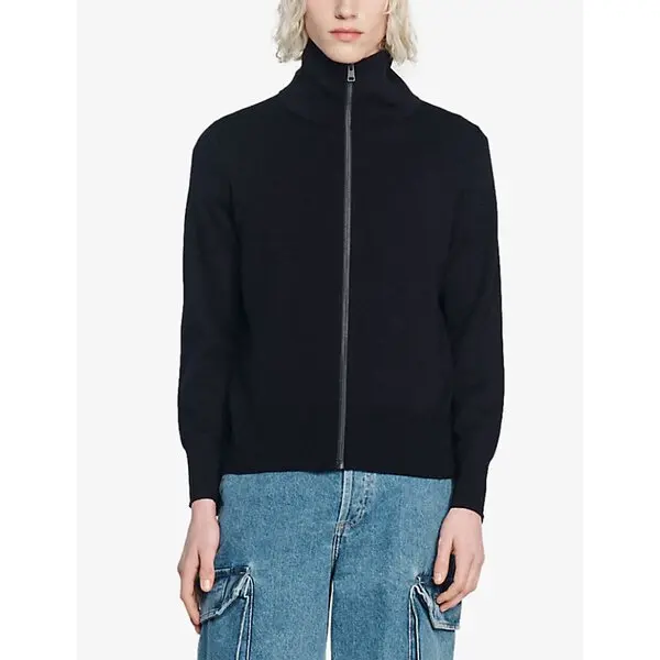 Sandro Zip-up Wool Cardigan - Blue