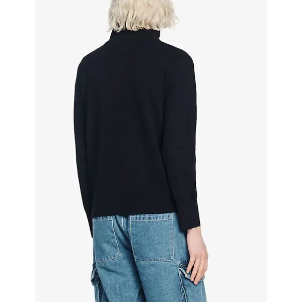Sandro Zip-up Wool Cardigan - Blue
