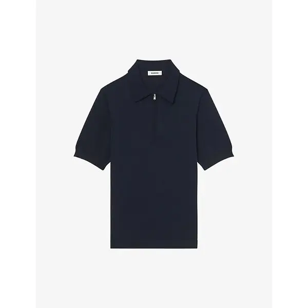 Sandro Zipped Stretch-woven Polo Shirt - Bleus