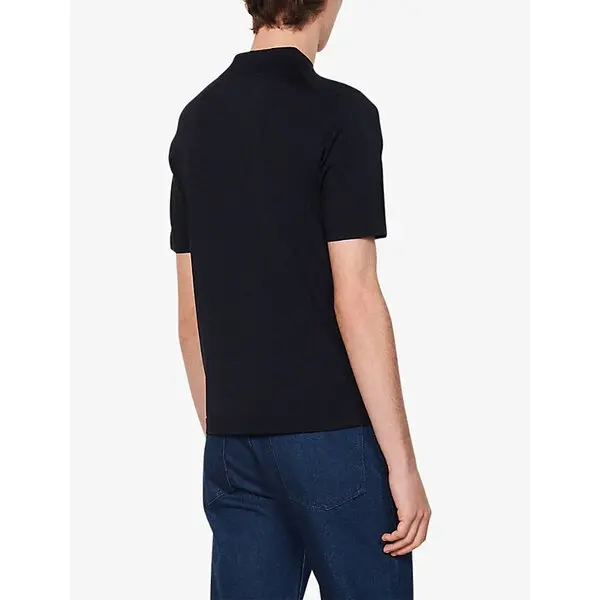 Sandro Zipped Stretch-woven Polo Shirt - Bleus