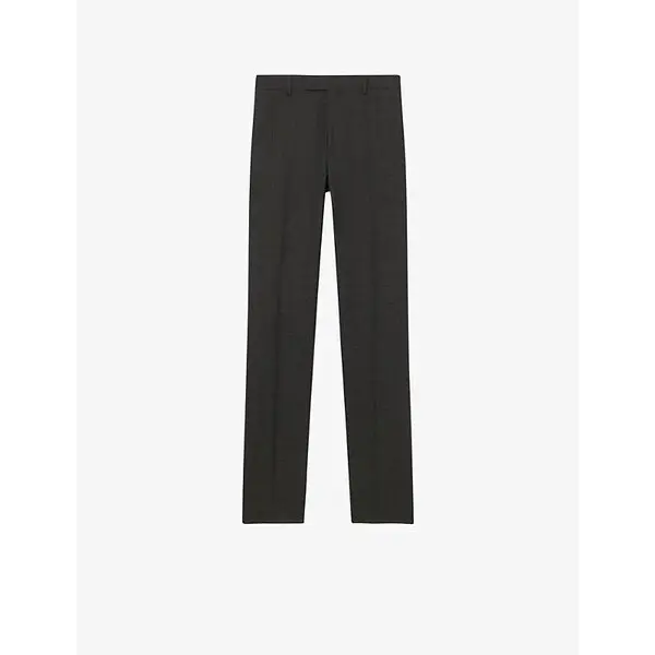 Sandro Slim-fit Tapered Wool Trousers - Noir / Gris