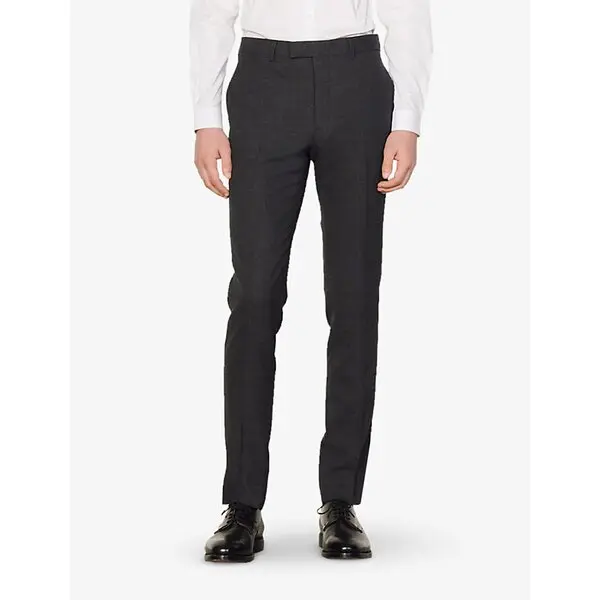 Sandro Slim-fit Tapered Wool Trousers - Noir / Gris