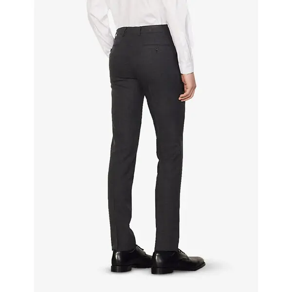 Sandro Slim-fit Tapered Wool Trousers - Noir / Gris