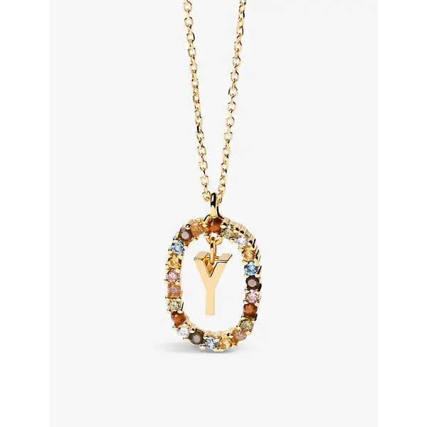 PDPAOLA Initial 'y' Pendant Necklace - Gold