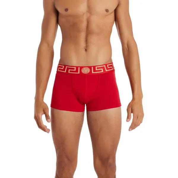 Versace Long Stretch Cotton Trunks - Red