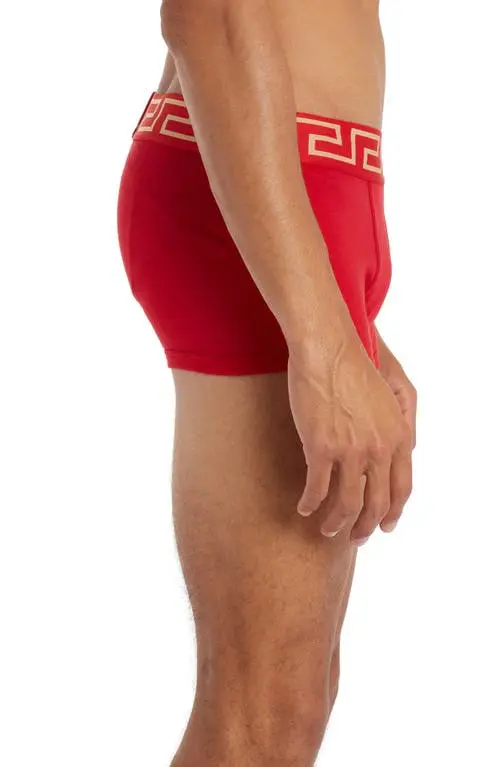 Versace Long Stretch Cotton Trunks - Red