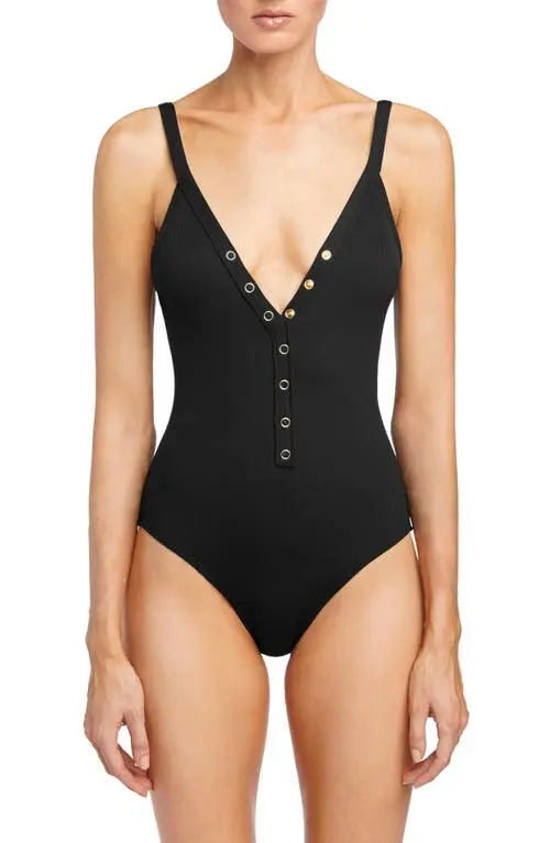 Robin Piccone Amy Snap One-piece Swimsuit - Licorice