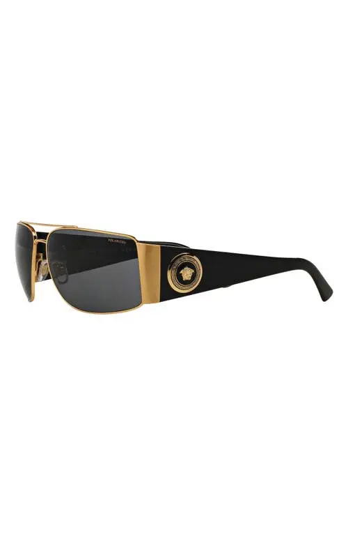 Versace 63mm Polarized Oversized Rectangle Sunglasses