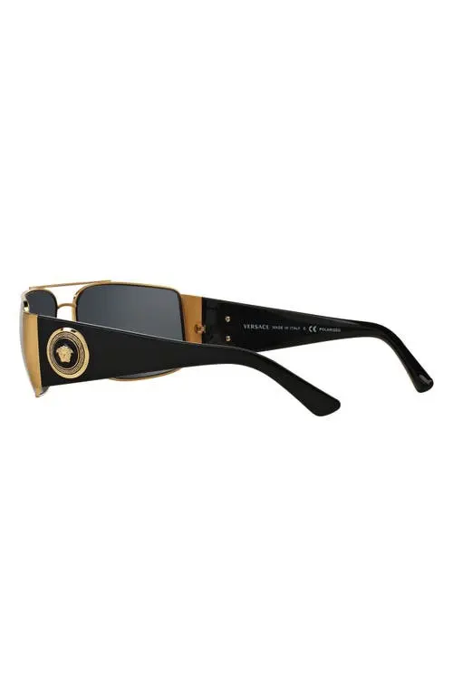Versace 63mm Polarized Oversized Rectangle Sunglasses