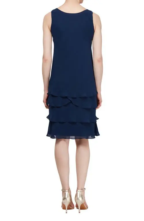 SL FASHIONS Sequin Chiffon Two-piece Dress With Jacket