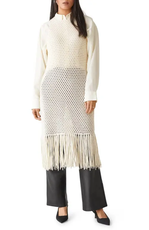 Other Stories Crochet Fringe Wool & Cotton Midi Dress In Offwhite - 58% Off  | Editorialist