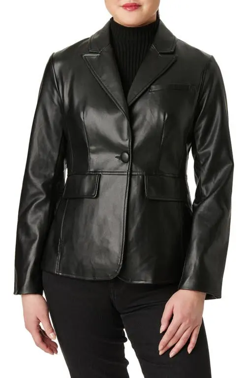 Sanctuary Faux Leather Blazer - Black