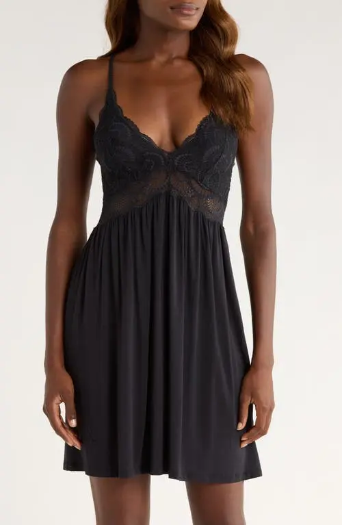 Eberjey Mariana Mademoiselle Jersey Chemise - Black