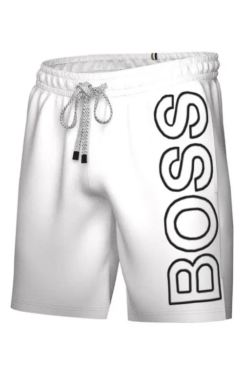 BOSS Swim Trunks With Logo - Natural