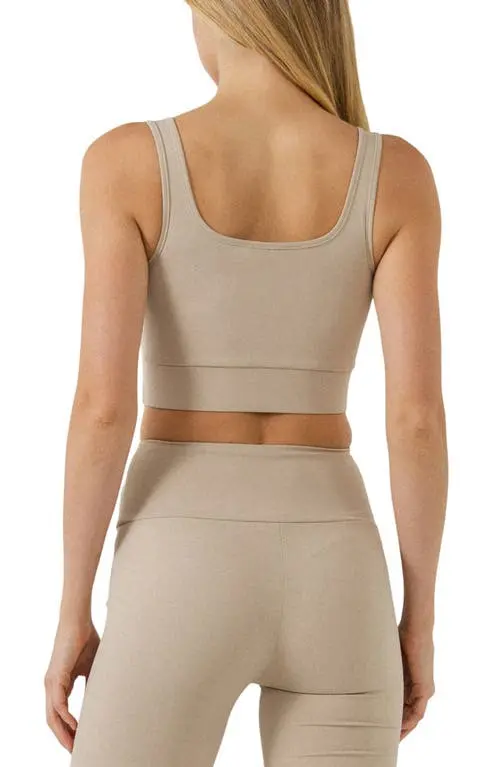GREY LAB Cutout Crop Tank Top - Khaki