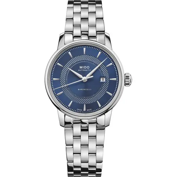 MIDO Baroncelli Signature Automatic Bracelet Watch - Silver/ Blue