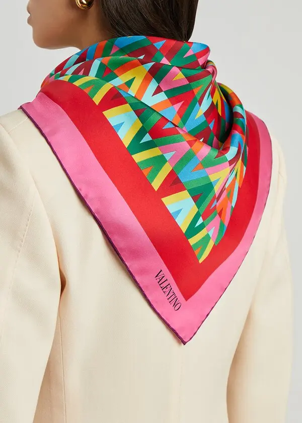 Valentino Garavani Optical Logo-print Silk-twill Scarf