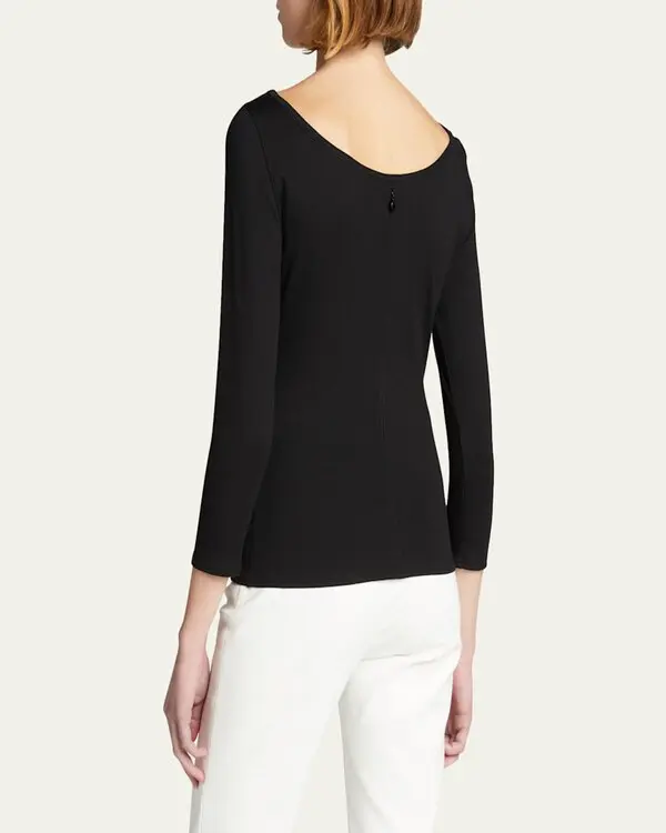 Akris Three-quarter-sleeve Jersey Top