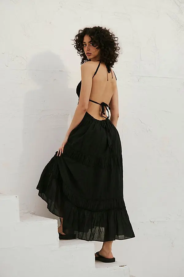 Free People Taking Sides Maxi Dress - Black | Editorialist