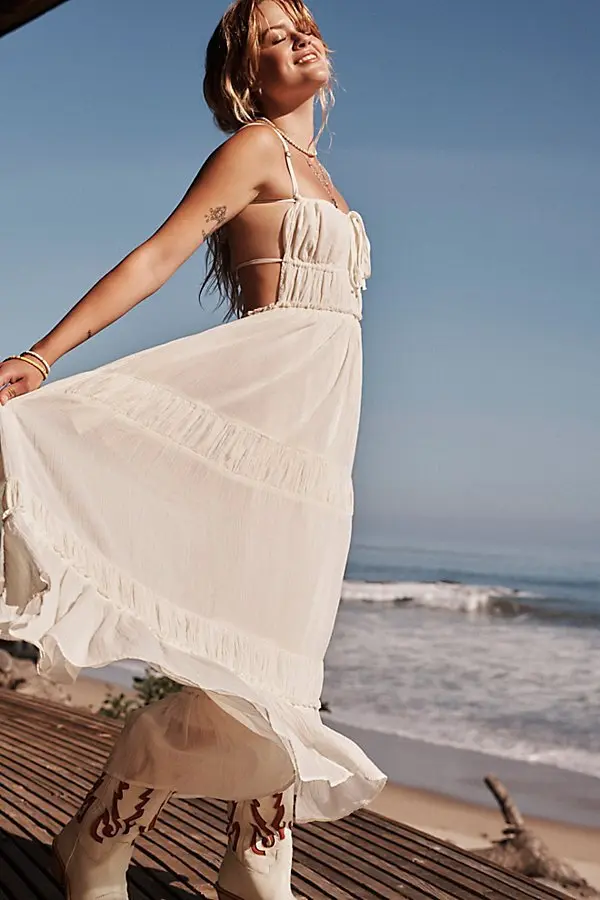 Free People Taking Sides Maxi Dress - Ivory