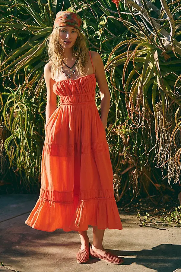 Free People Taking Sides Maxi Dress - Scarlet Ibis