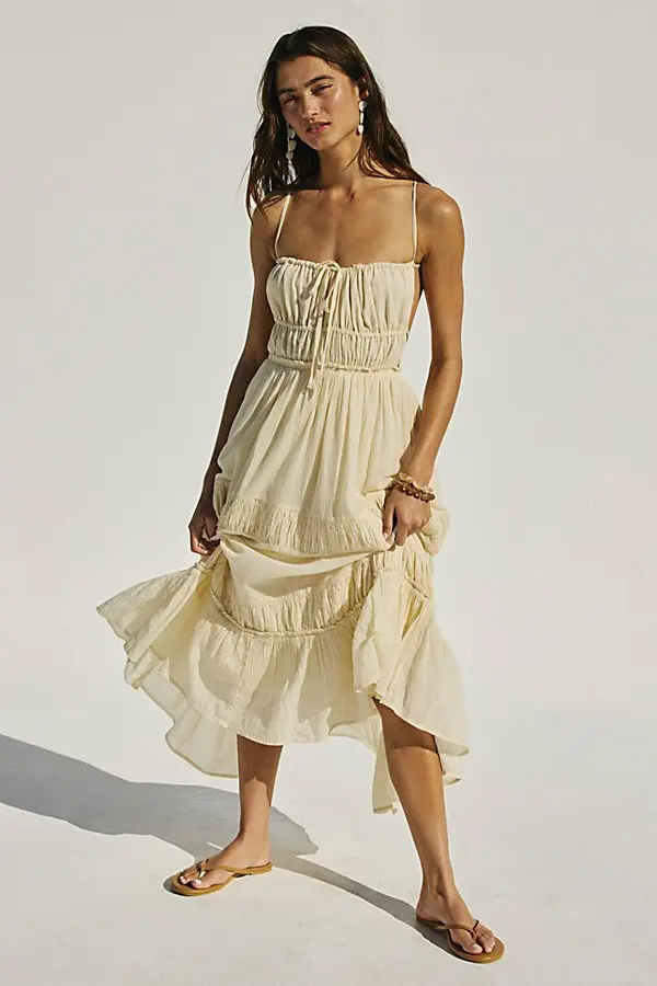 Free People X Taking Sides Maxi Dress - Wet Plaster | Editorialist
