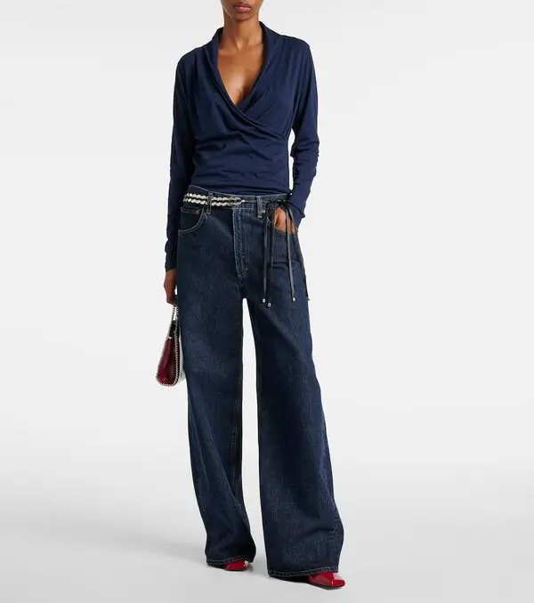 Velvet By Graham & Spencer Meri Cotton Wrap Top - Blue