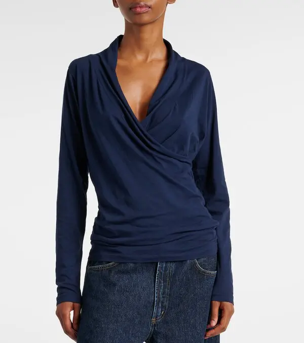 Velvet By Graham & Spencer Meri Cotton Wrap Top - Blue