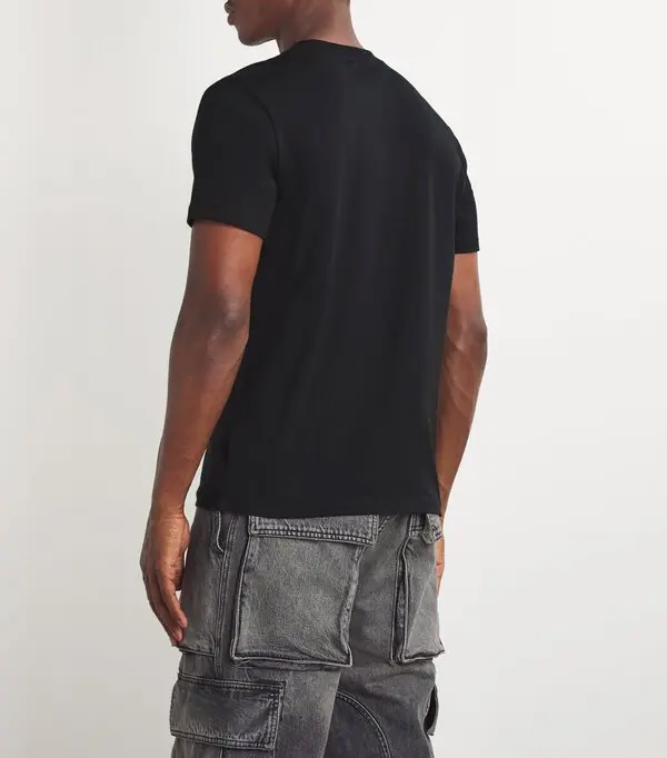 AMI Paris Organic Cotton T-shirt With De Coeur Embroidery - Black