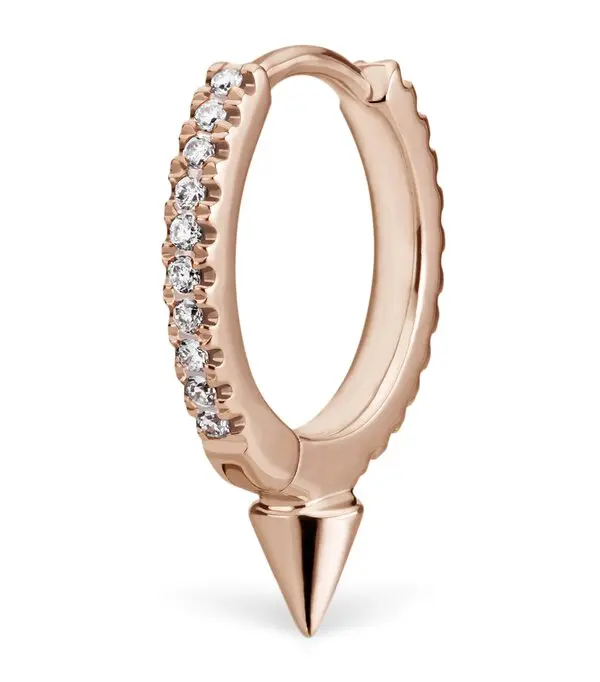 MARIA TASH Single Short Spike Diamond Eternity Hoop Earring - Rose Gold