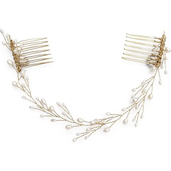 Brides & Hairpins Leona Pearl & Crystal Halo Comb - Gold
