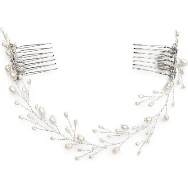 Brides & Hairpins Leona Pearl & Crystal Halo Comb - Silver