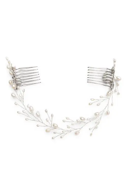 Brides & Hairpins Leona Pearl & Crystal Halo Comb - Silver