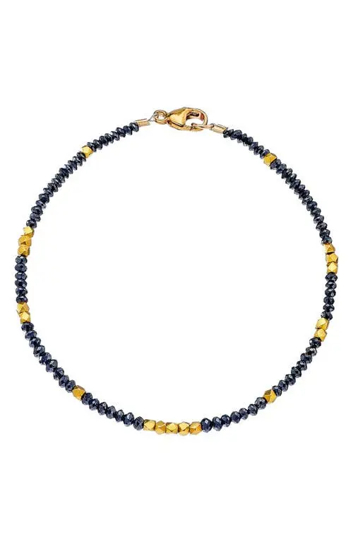 Sethi Couture Diamond & Gold Bead Bracelet - Black