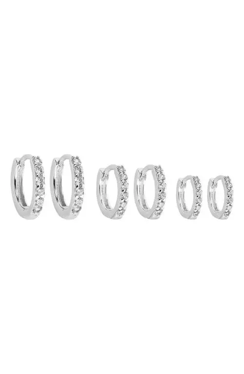 GIRLS CREW Set Of Three Huggie Hoop Earrings - Silver