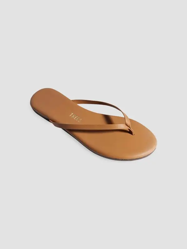 Tkees Foundations Matte Leather Flip Flops - Tan