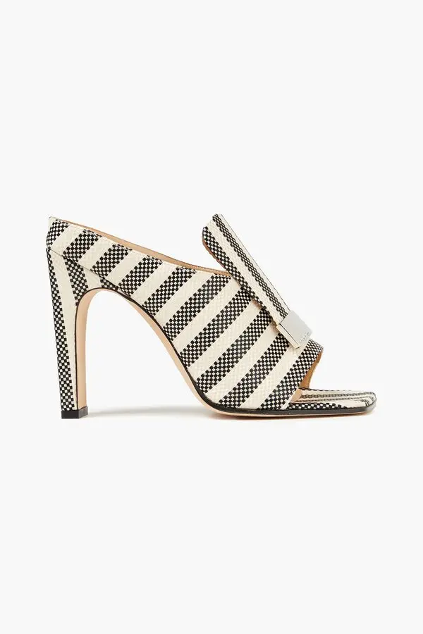 SERGIO ROSSI Sr1 Striped Woven Mules