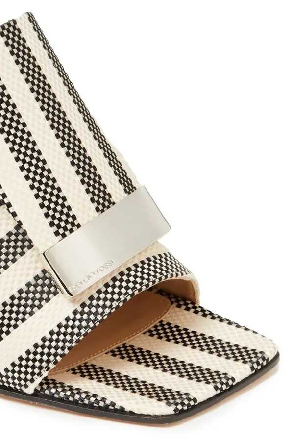 SERGIO ROSSI Sr1 Striped Woven Mules