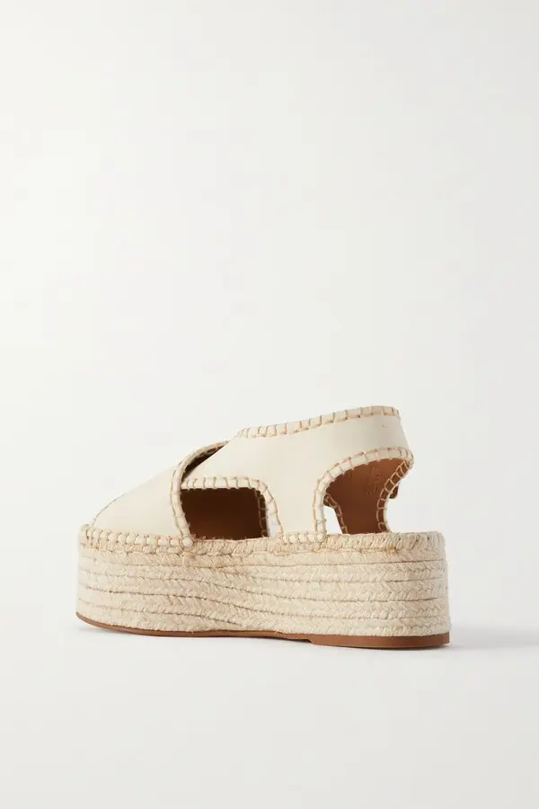 Chloé Lucinda Whipstitched Leather Platform Espadrilles Sandals