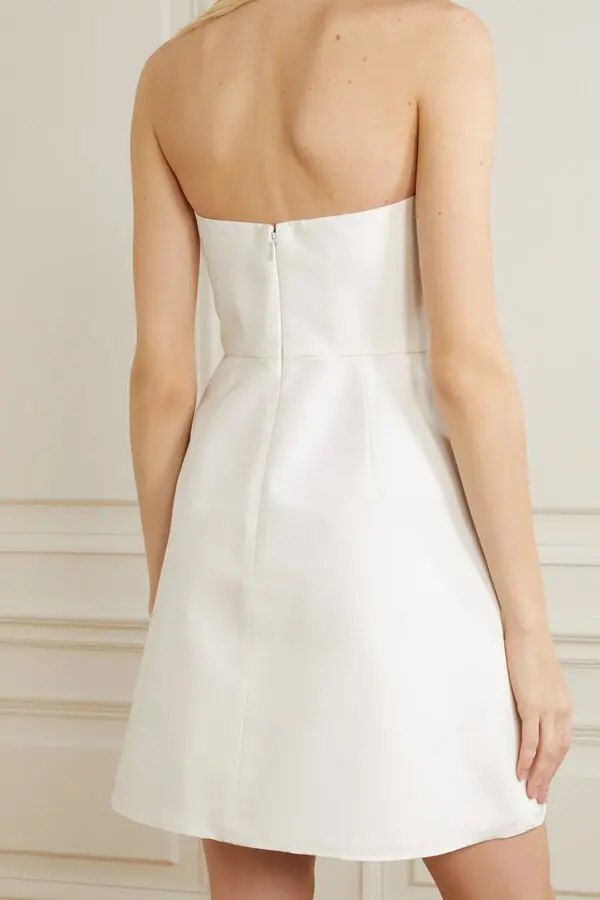 Carolina Herrera Strapless Bead-embellished Silk-faille Mini Dress