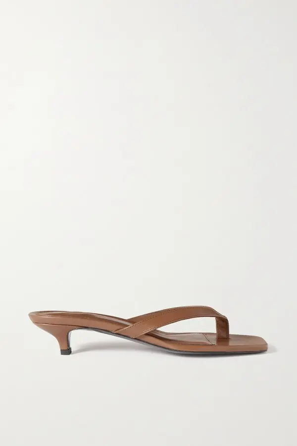 TOTEME Leather Flip Flops - Brown